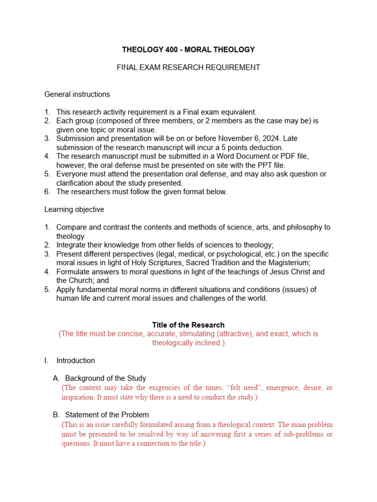 Theology Research Format | PDF
