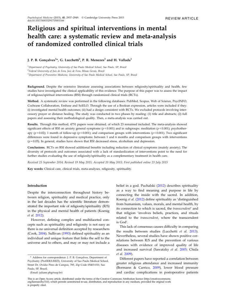 Goncalves Religious Spir Interventions Systematic Rev Meta Analysis ...