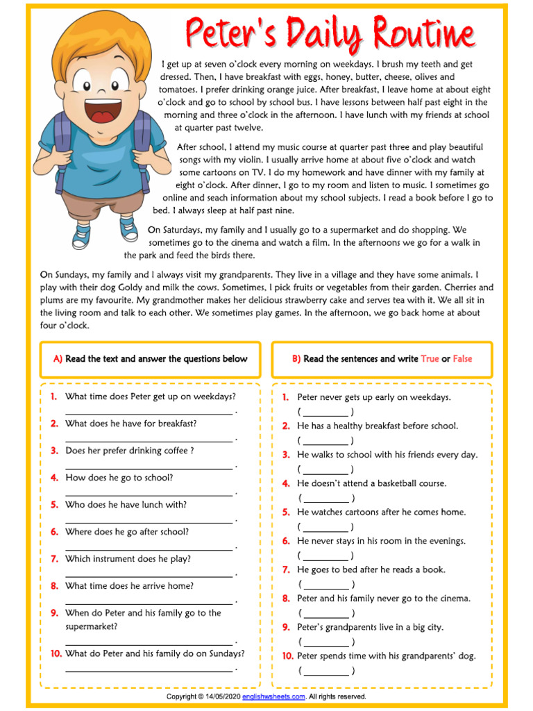 Peter's Daily Routine | PDF
