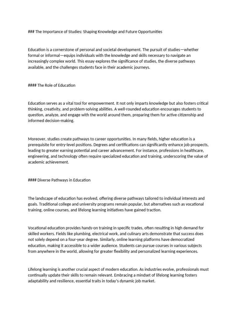 The Importance of Studies | PDF