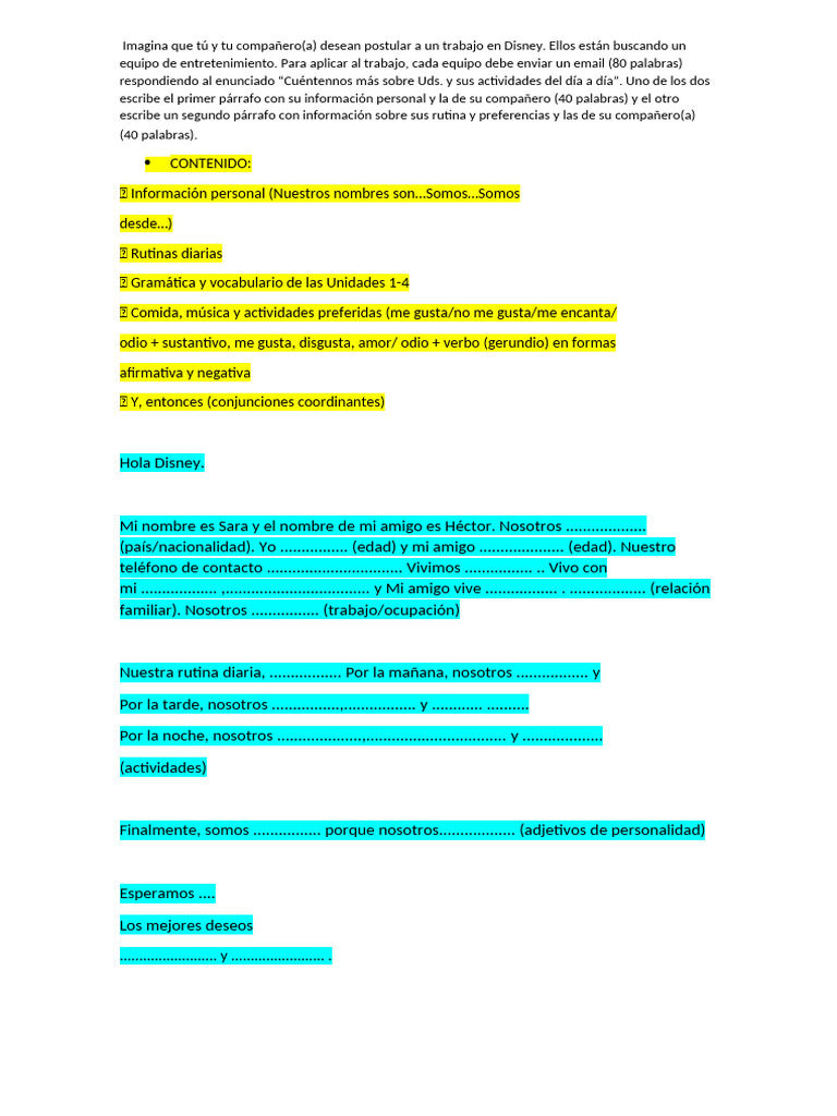 TASK 17 Imagina Que Tú y Tu Compañero | PDF