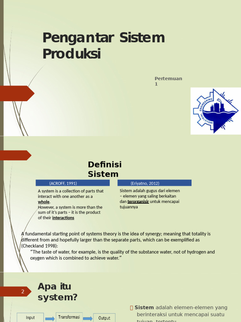 MATERI 1 Pengantar Sistem Produksi | PDF
