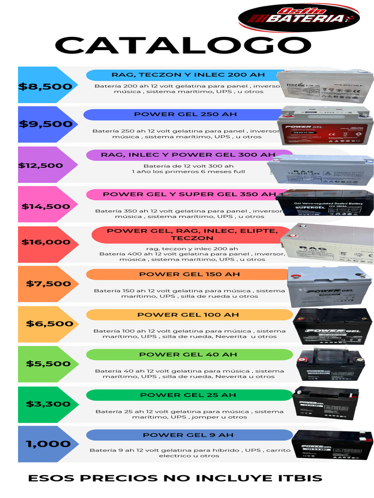 Catálogo de Batería de Gel PDF | PDF