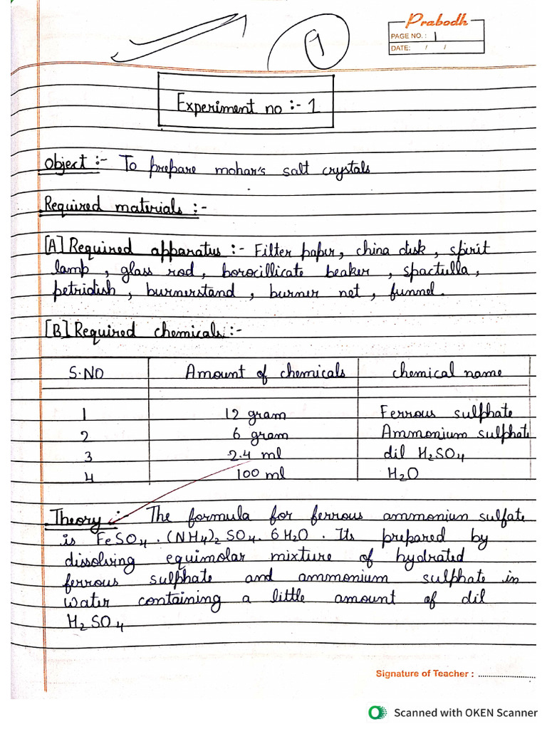 Chemistry Practical | PDF