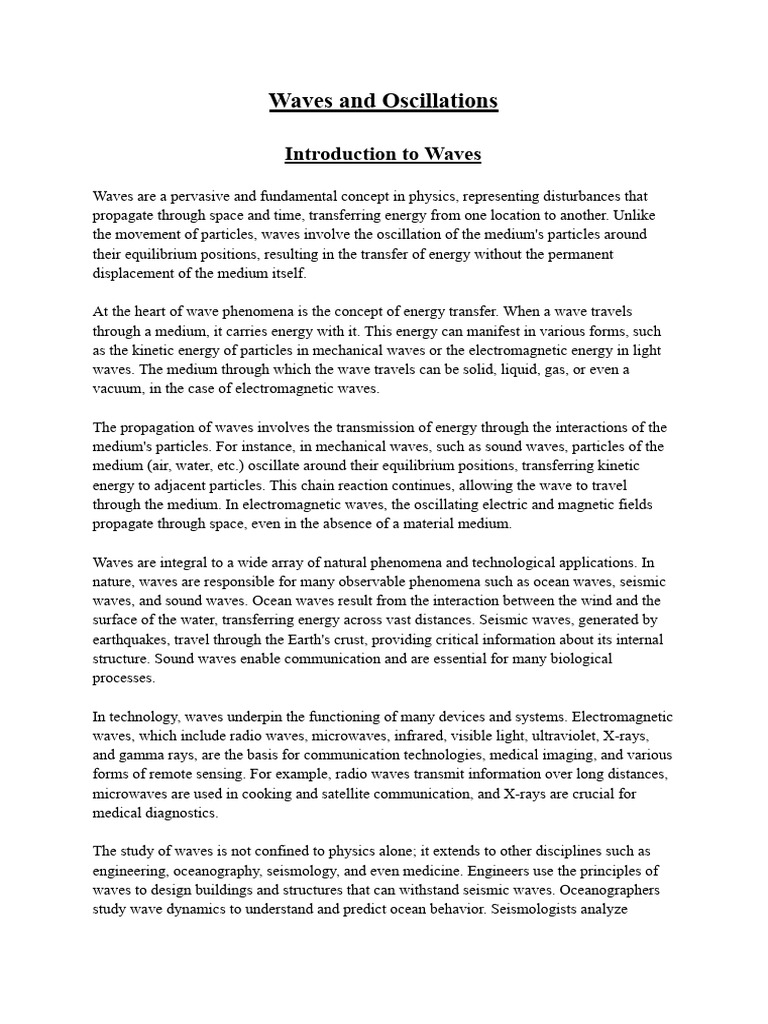 Waves and Oscillations Physics Project | PDF | Waves | Science & Mathematics