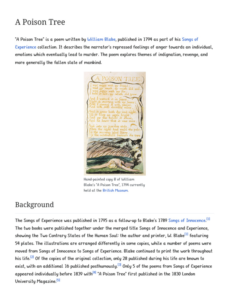 A Poison Tree - Wikipedia | PDF | Poetry | Art