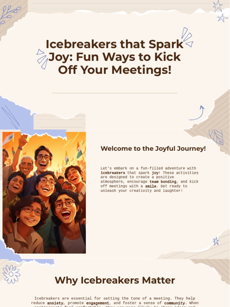 Icebreakers That Spark Joy Fun Ways To Kick Off Your Meetings | PDF