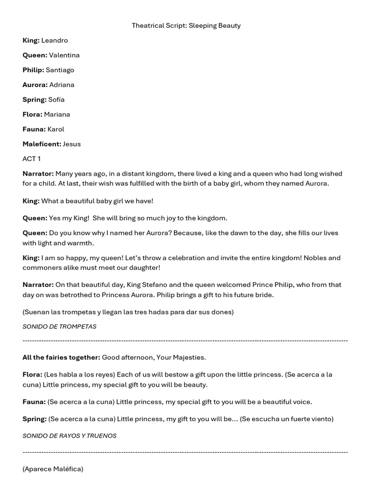 Theatrical Script Sleeping Beauty | PDF