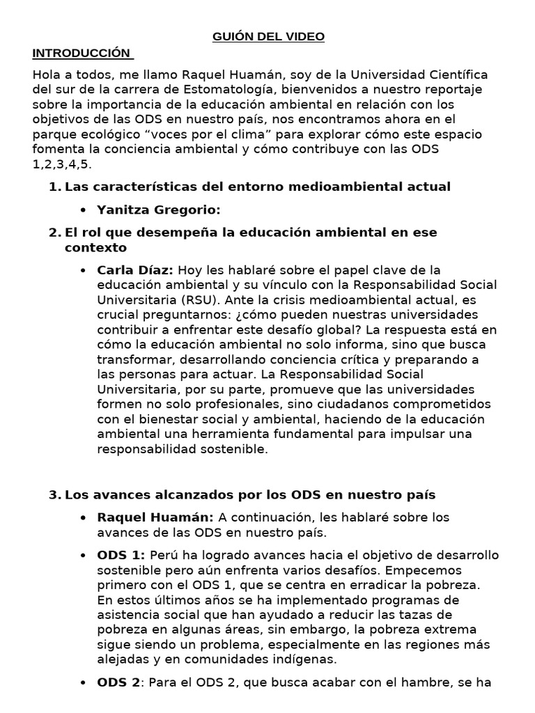 Guión Ed Ambiental | PDF