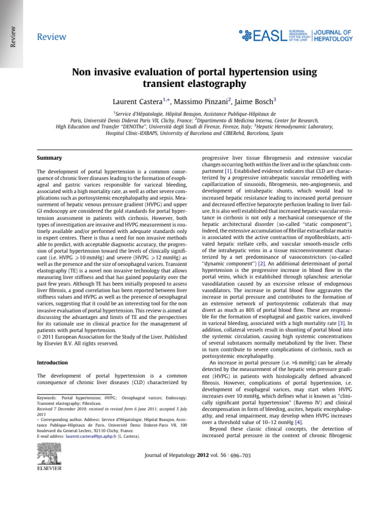 Non Invasive Evaluation of Portal Hypertension Using Transient Elastography | PDF