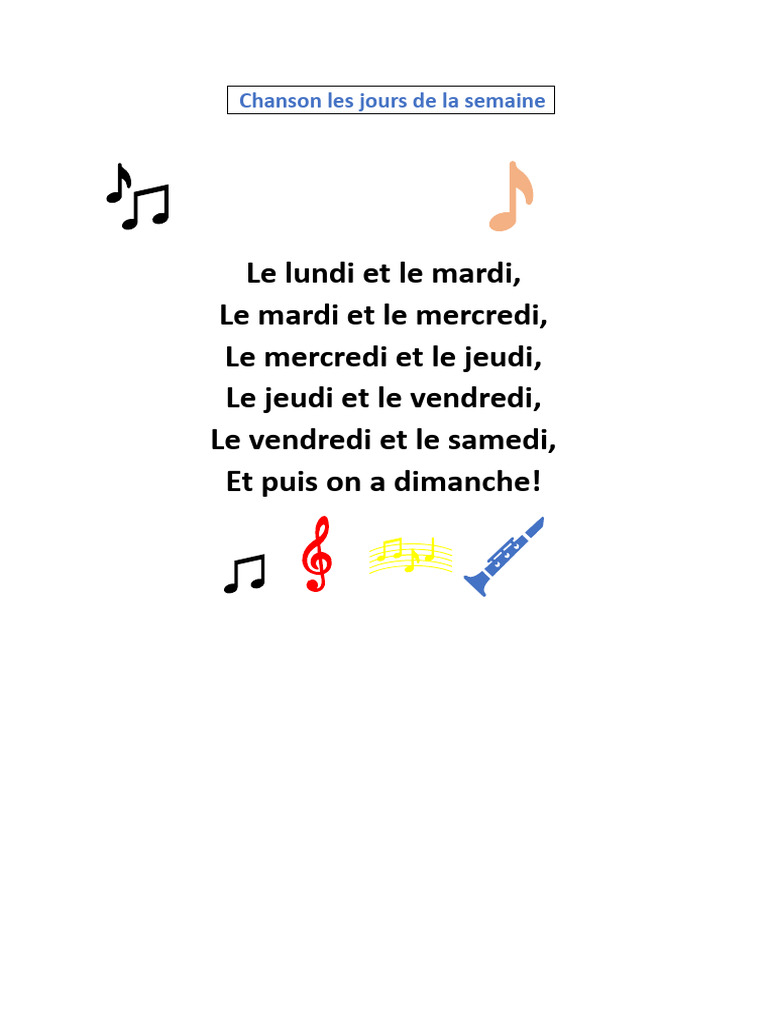 Chanson Les Jours de La Semaine | PDF