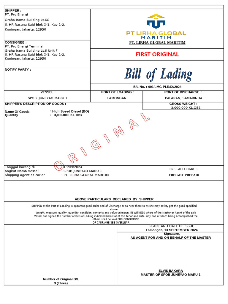 Draft BL Ori JM 1 Lamongan 13 Sept 2024 | PDF