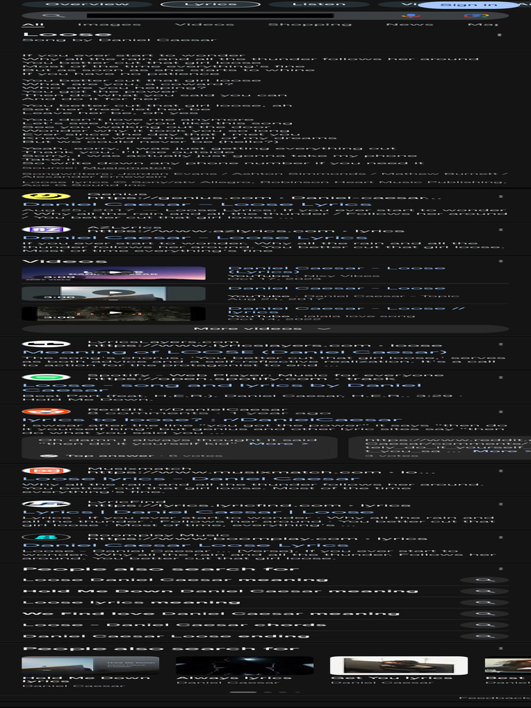 Loose Daniel Caesar Lyrics | PDF | Sound Recording | Recorded Music