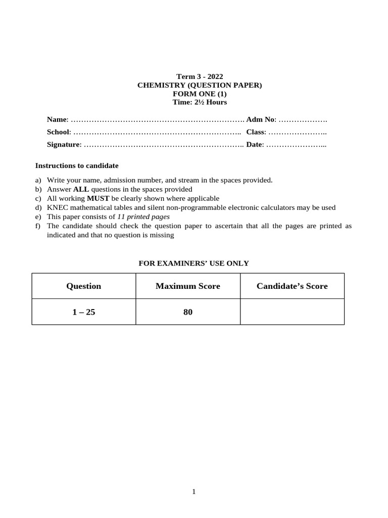 F1 Chem QS | PDF | Chemistry | Technology & Engineering