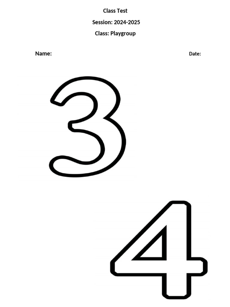 Class Test Session: 2024-2025 Class: Playgroup Name:: Date | PDF