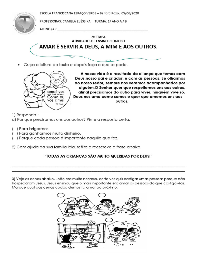 Atividades Amor Ao Próximo | PDF