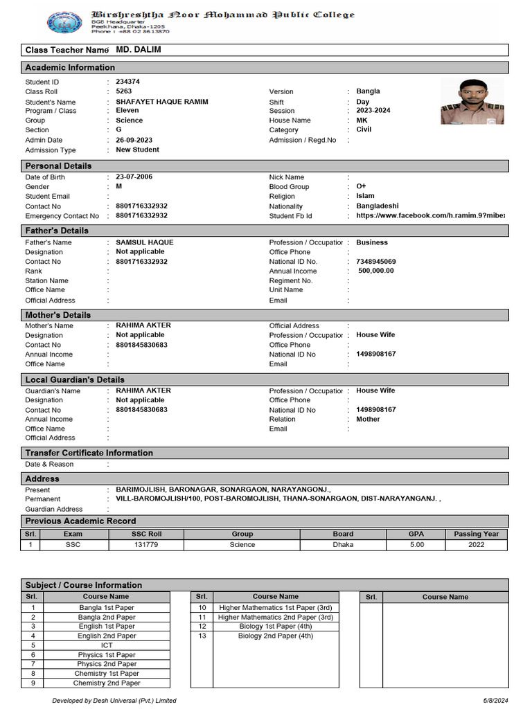 Student Profile | PDF
