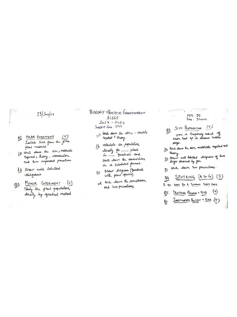 Biology Practical Paper | PDF