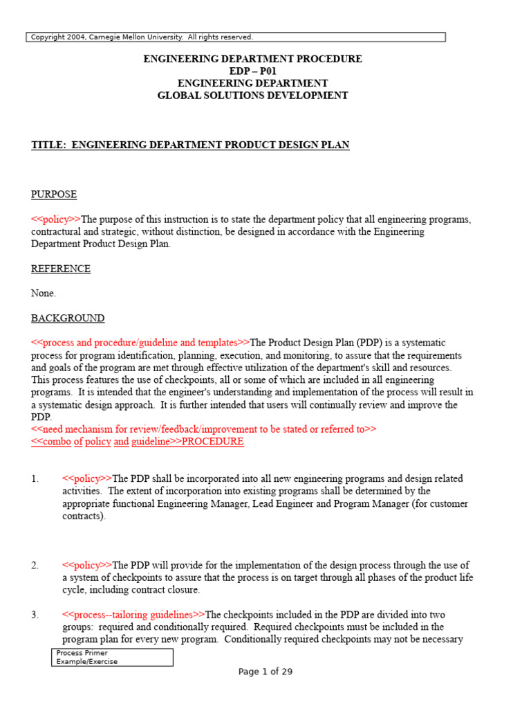 Engineering Department Procedure PDF Free | PDF