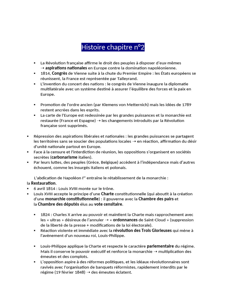 Fiche Révision Histoire Chap 2 1ère | PDF