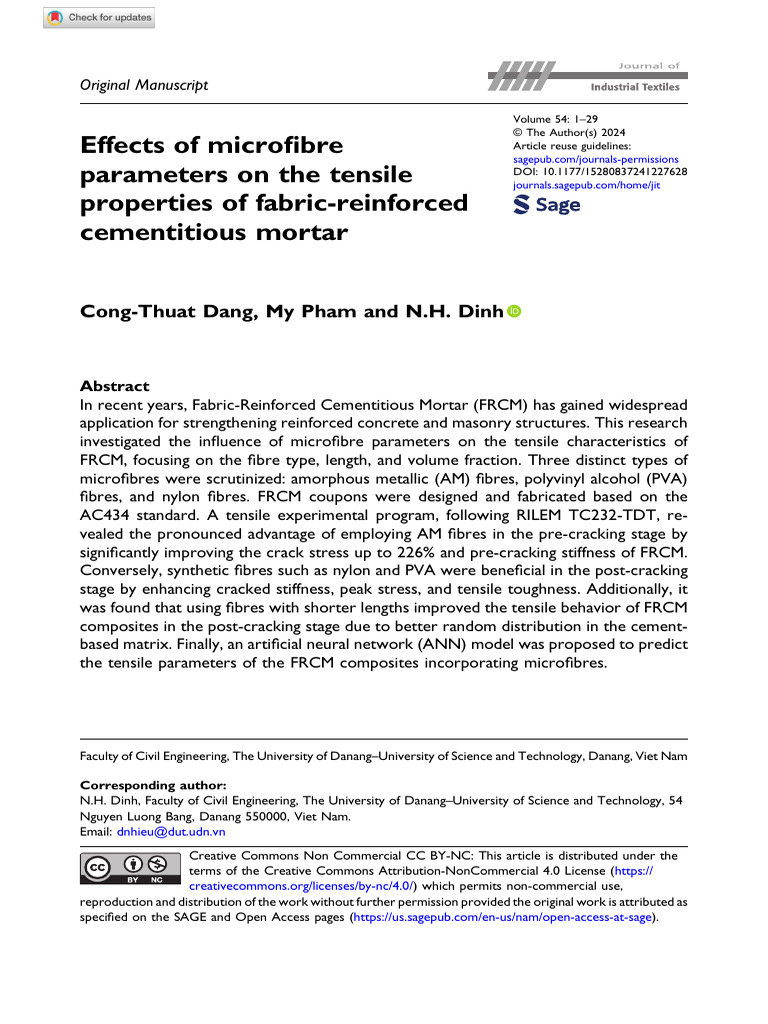 Dang Et Al 2024 Effects of Microfibre Parameters On The Tensile ...