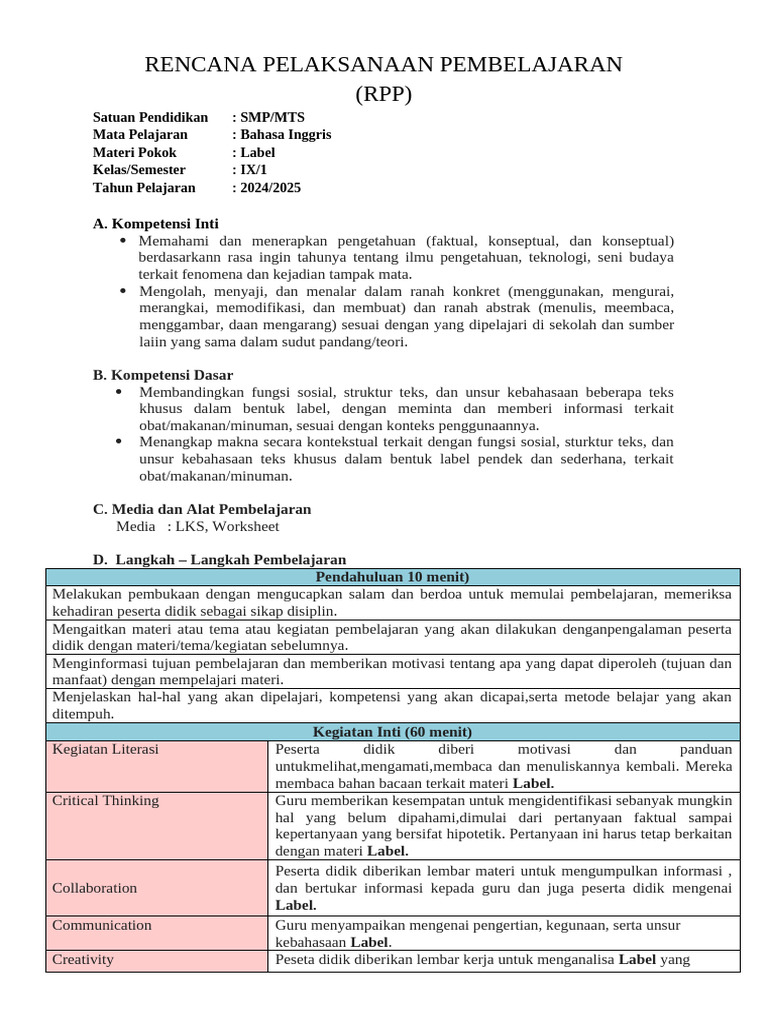 RPP Label | PDF