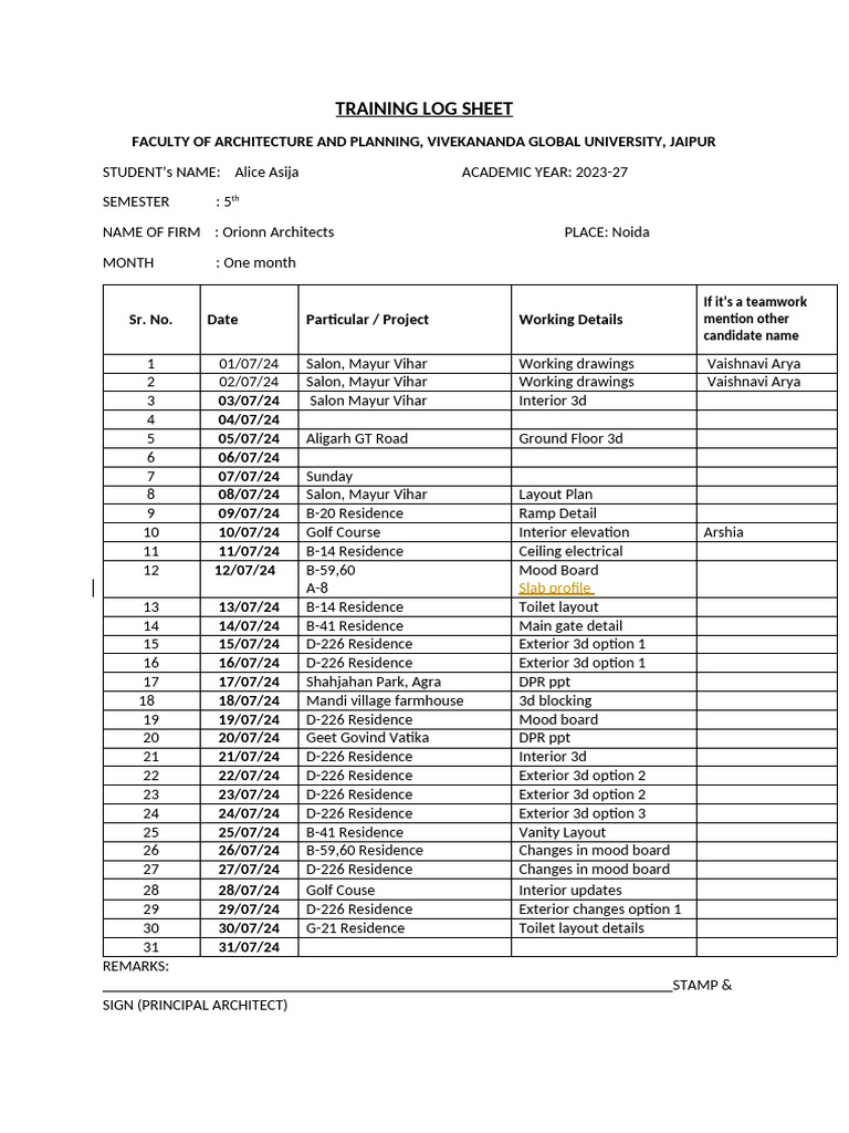 Internship LOG SHEET | PDF