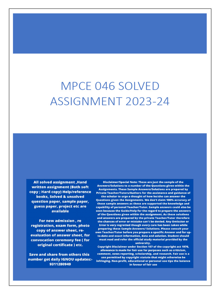 Mpce 046 2023-24 | PDF