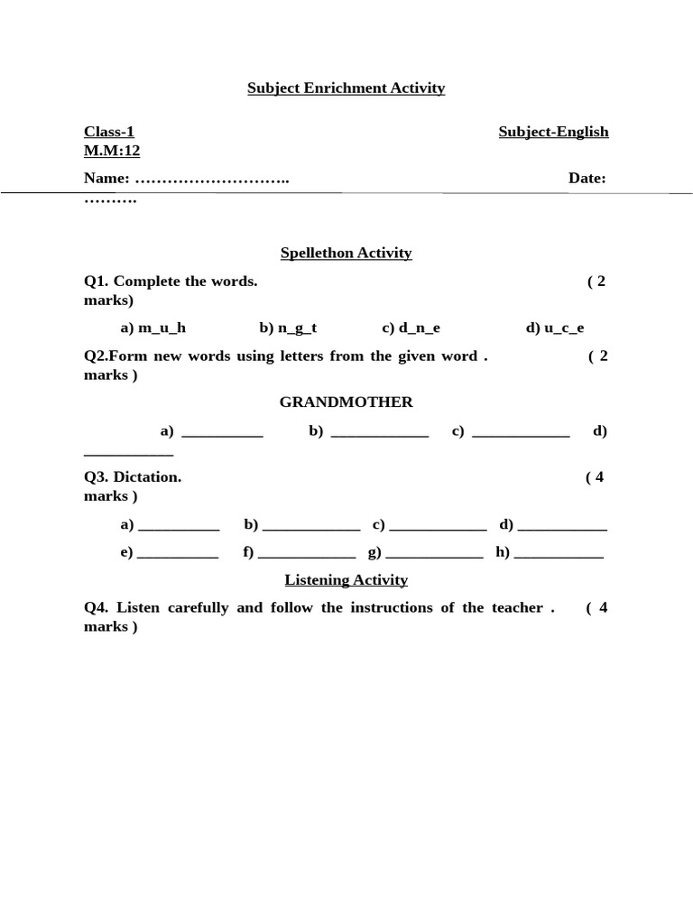 Subject Enrichment Activity | PDF