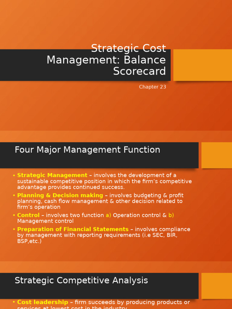Module 4 (Chapter 22) - Strategic Cost Mgmt-Balance Score Card | PDF