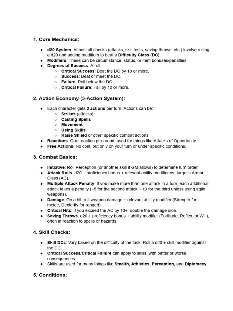 Pathfinder Core Mechanics Explained - by Me | PDF