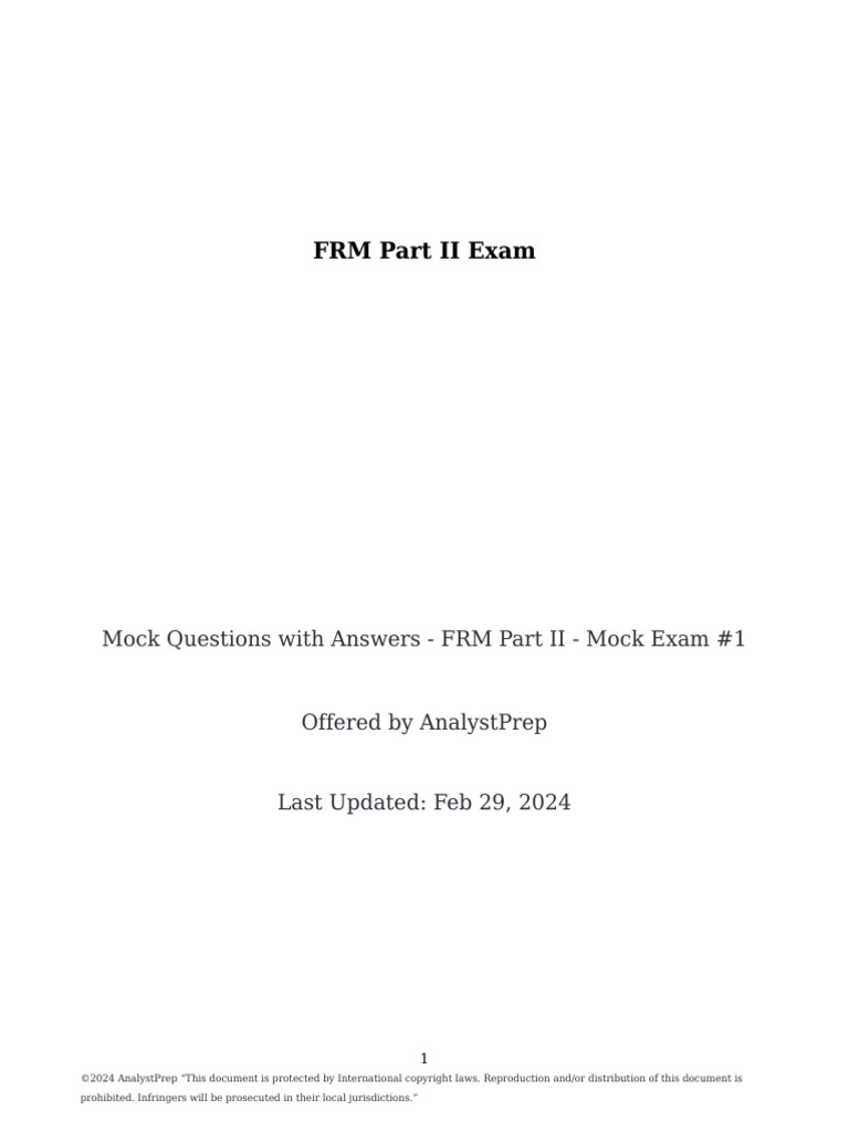 AP - FRM P2 - Mock Test Paper 1 - Updated 2024 | PDF