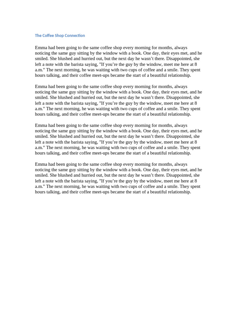 The Coffee Shop Connection | PDF