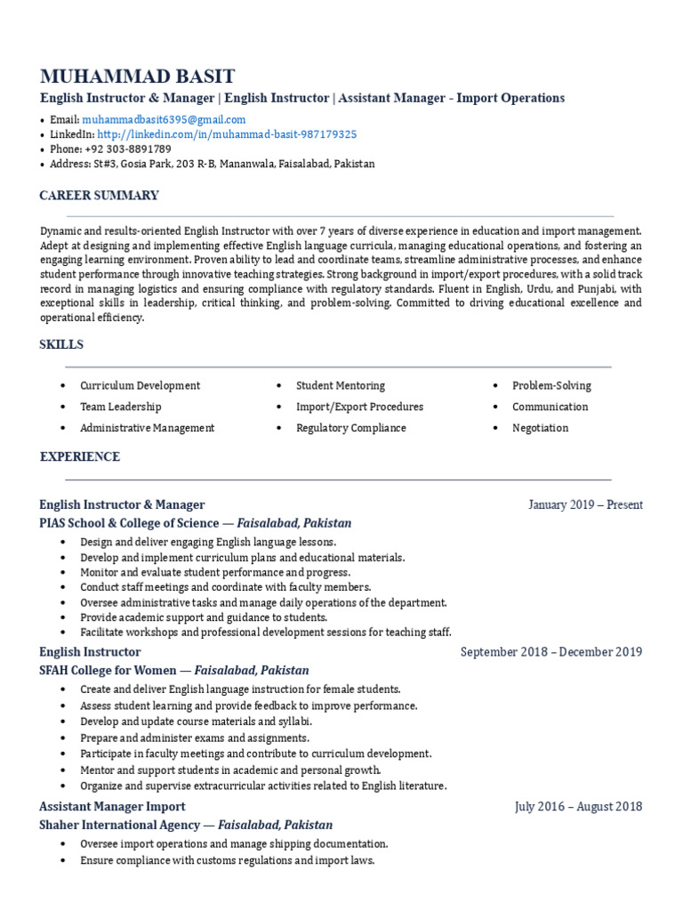 Muhammad Basit Resume | PDF