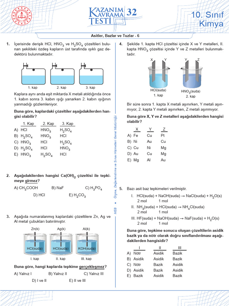 Sınıf 10. Sınıf Kimya Kimya: X Y Y Z | PDF