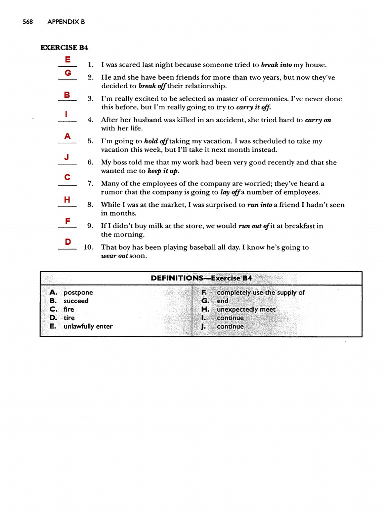 Appendix B - Two - and Three-Part Words & Idioms - With Answer Key-3 | PDF