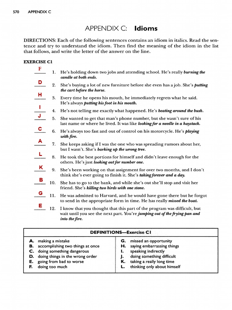 Appendix B - Two - and Three-Part Words & Idioms - With Answer Key-5 | PDF
