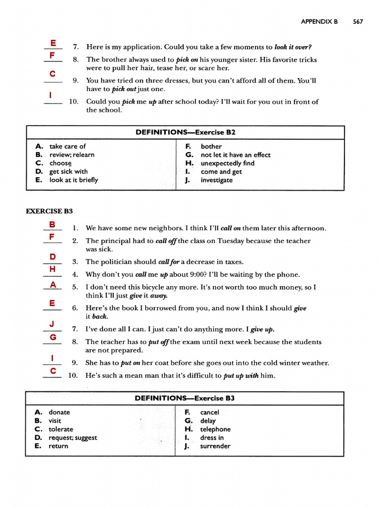 Appendix B - Two - and Three-Part Words & Idioms - With Answer Key-2 | PDF