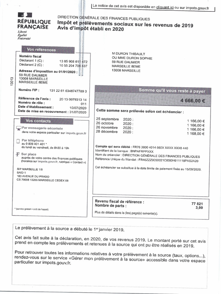 Avis Imposition 2020 | PDF