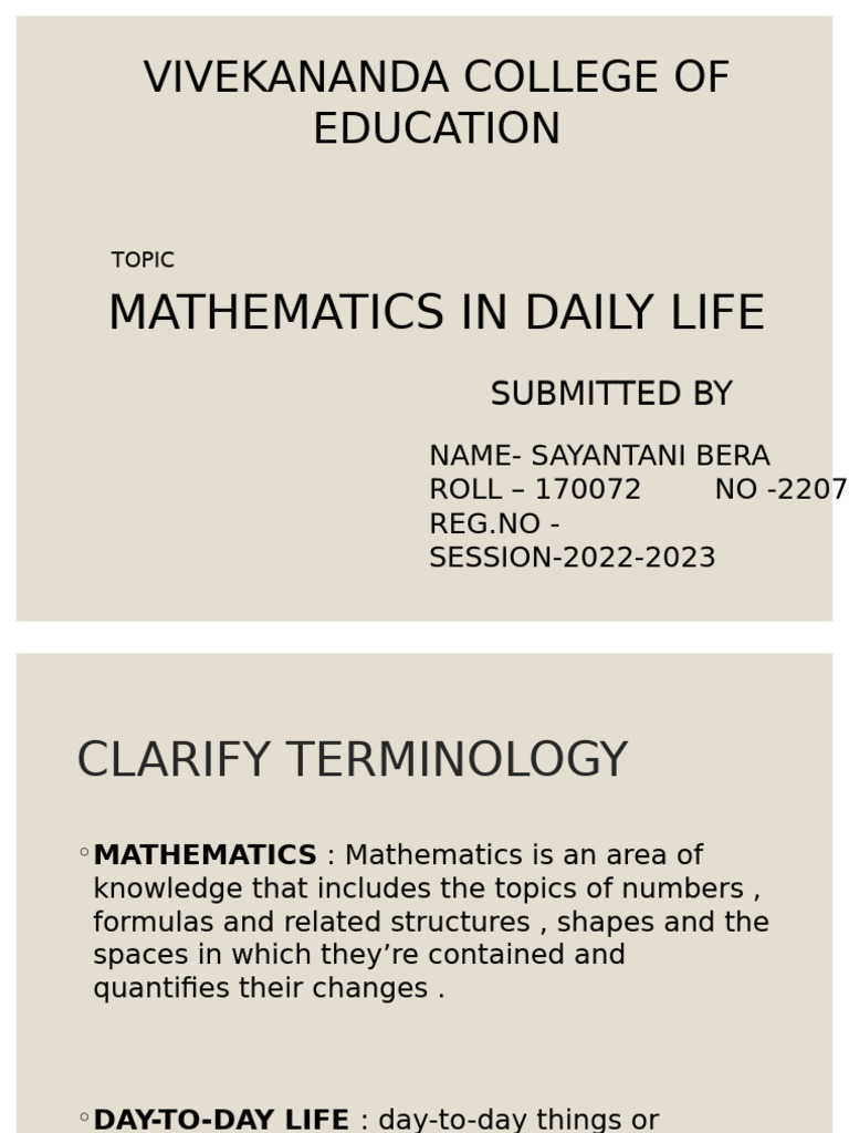 Math in Daily Life | PDF