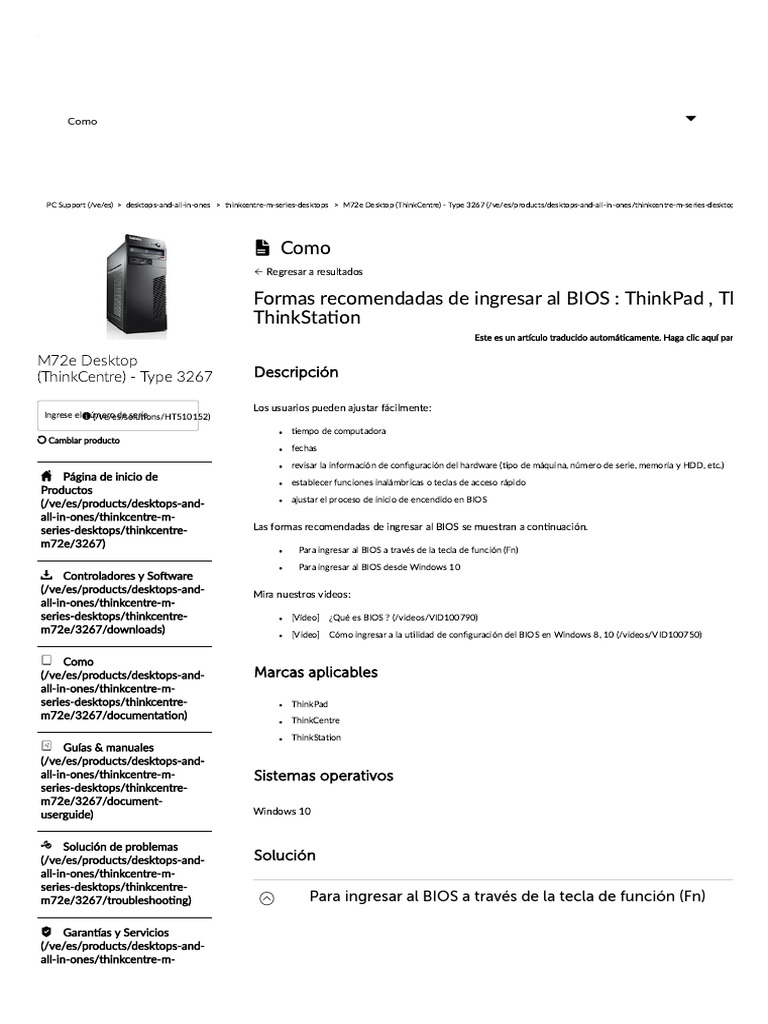 Formas Recomendadas de Ingresar Al BIOS ThinkPad 2C ThinkCentre ...
