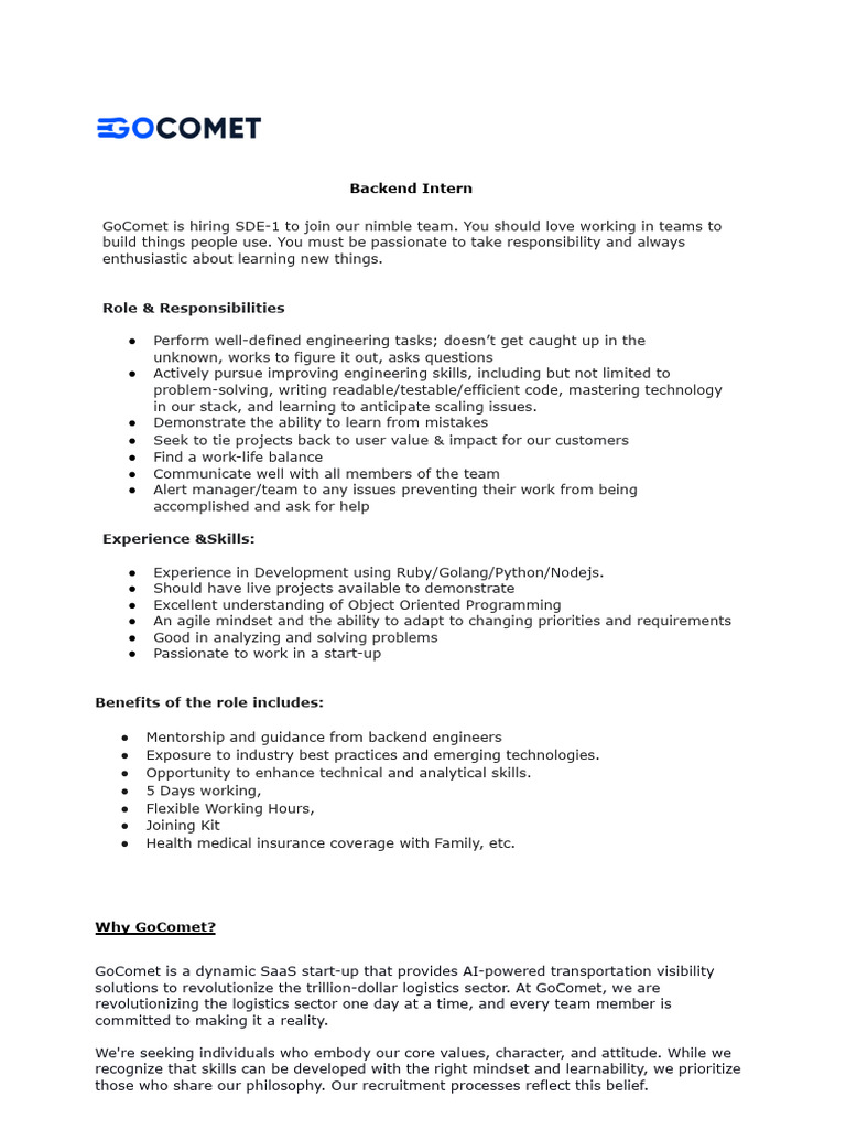 Backend Intern - JD | PDF