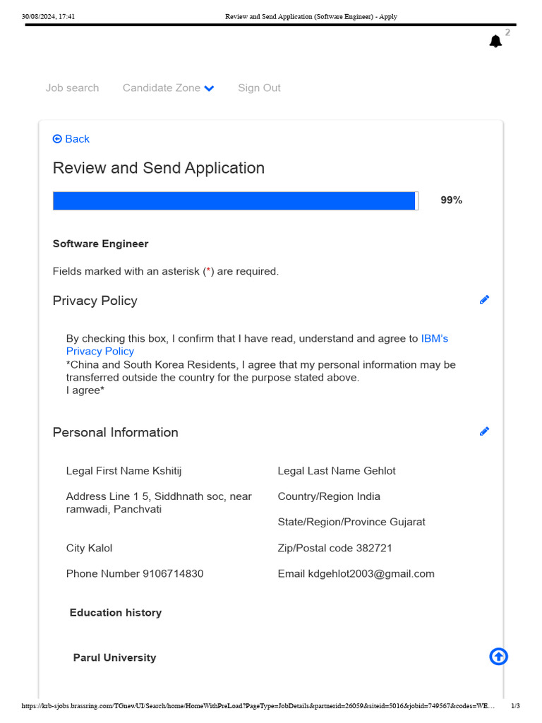 Review and Send Application (Software Engineer) - Apply | PDF