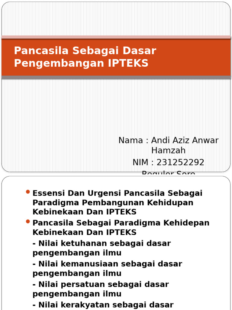Pancasila Sebagai Dasar Pengembangan IPTEKS | PDF