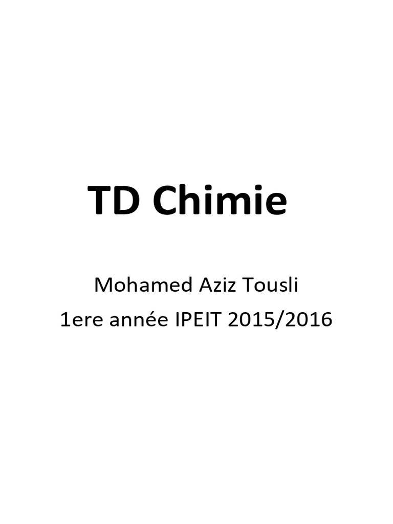 TD Chimie IPEIT | PDF