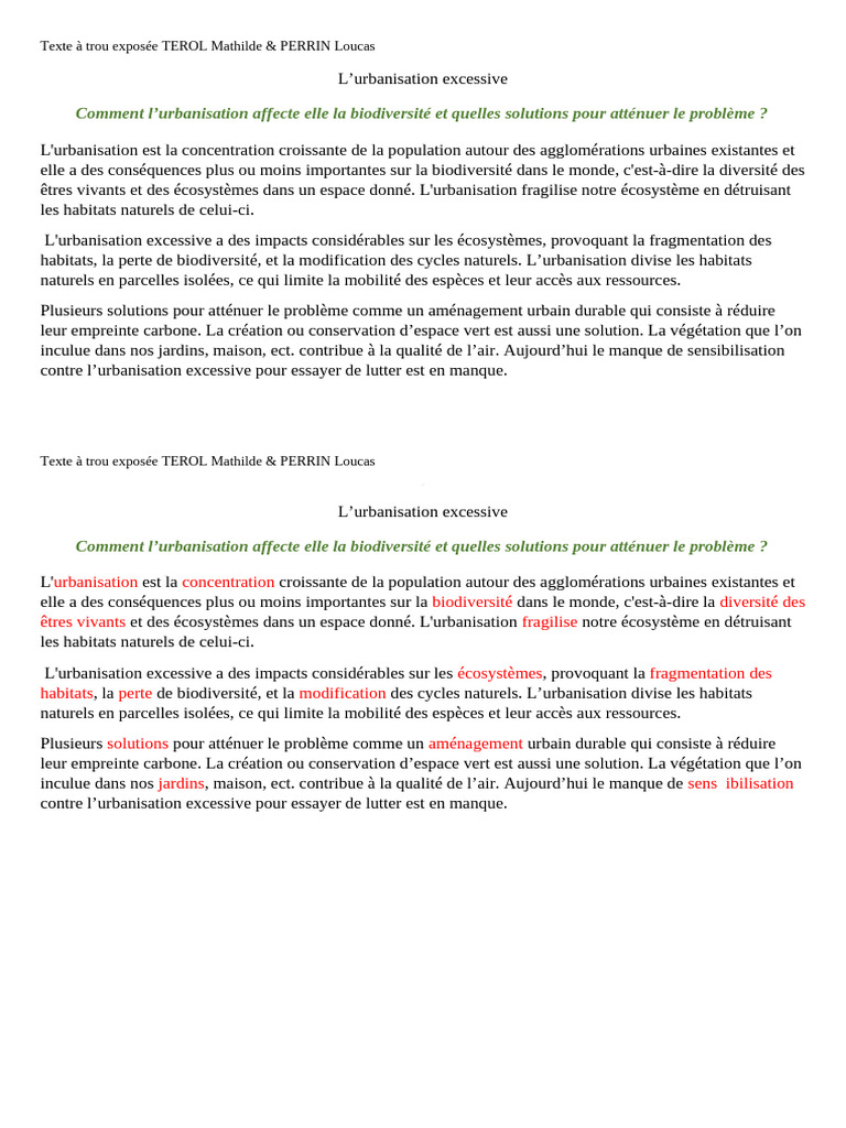 Texte À Trou Exposée | PDF