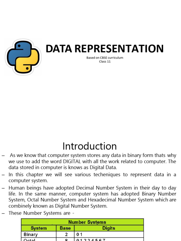 Data Representation | PDF