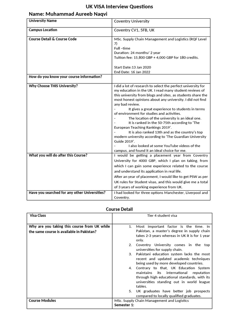 Uk Credibility Interview With Sample Answers | PDF