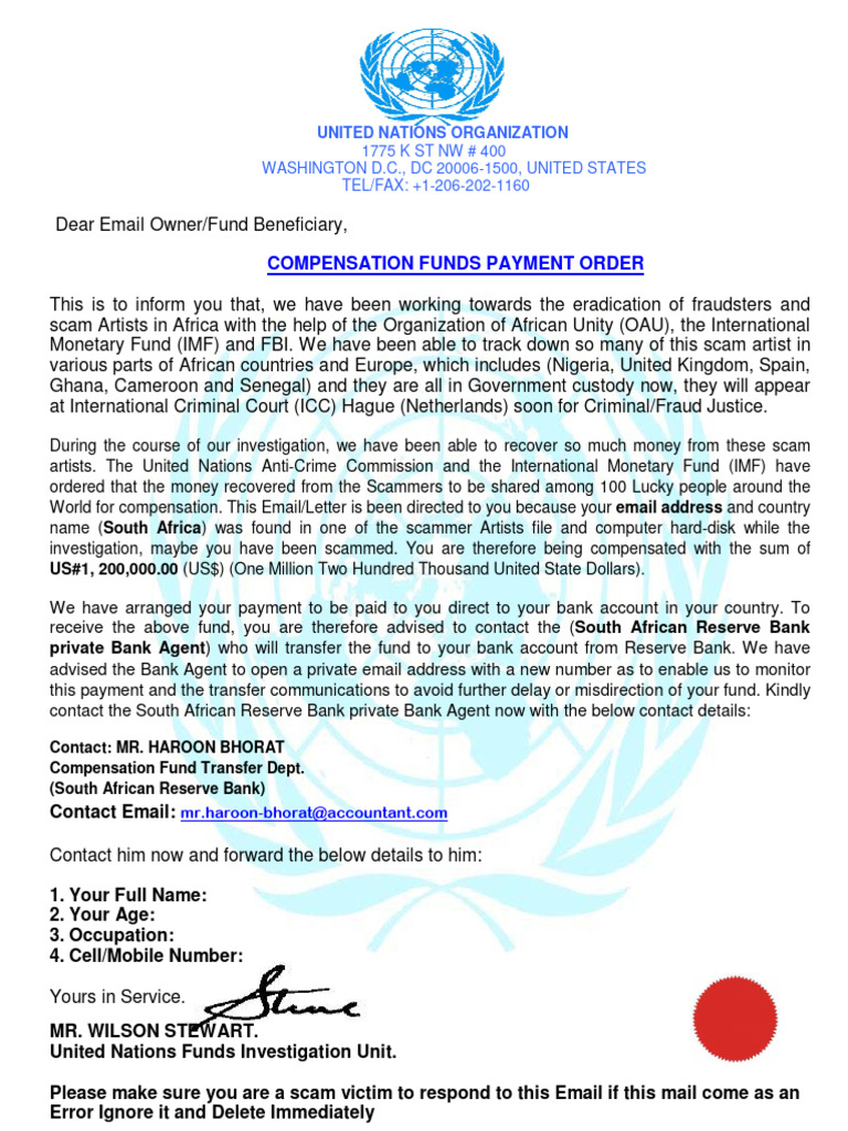 H Bhorat - Scam Letter Sample | PDF