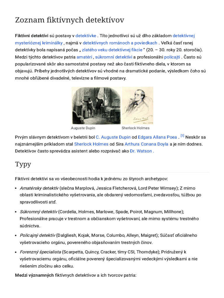 List of Fictional Detectives - Wikipedia | PDF